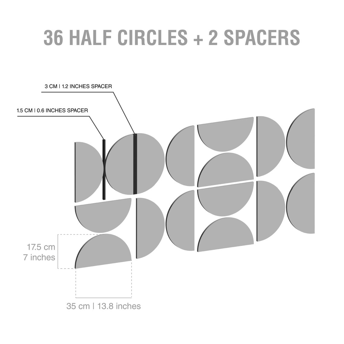 Half Circles Wall Decor, Textured Wood Imitation, Abstract Semicircles ...