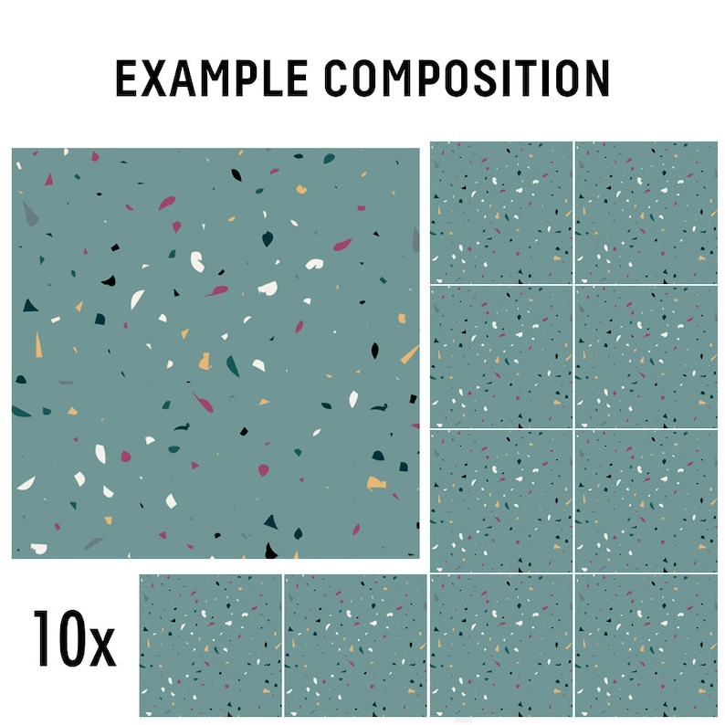 Blue Terrazzo Tile Stickers, Peel & Stick, Tiles for Kitchen/bathroom ...