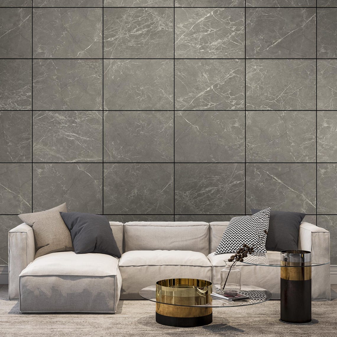 Grey Marble Wall Panels, Modular 3D Wall Panels, Living Room Hallway ...