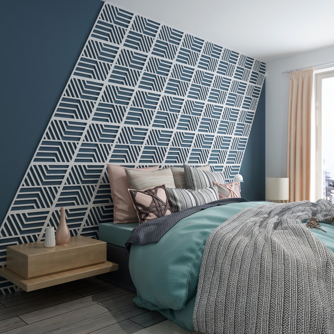 Parallelogram Wall Decor, 3D Wall Art, 3D Pattern Geometry Hexagon ...