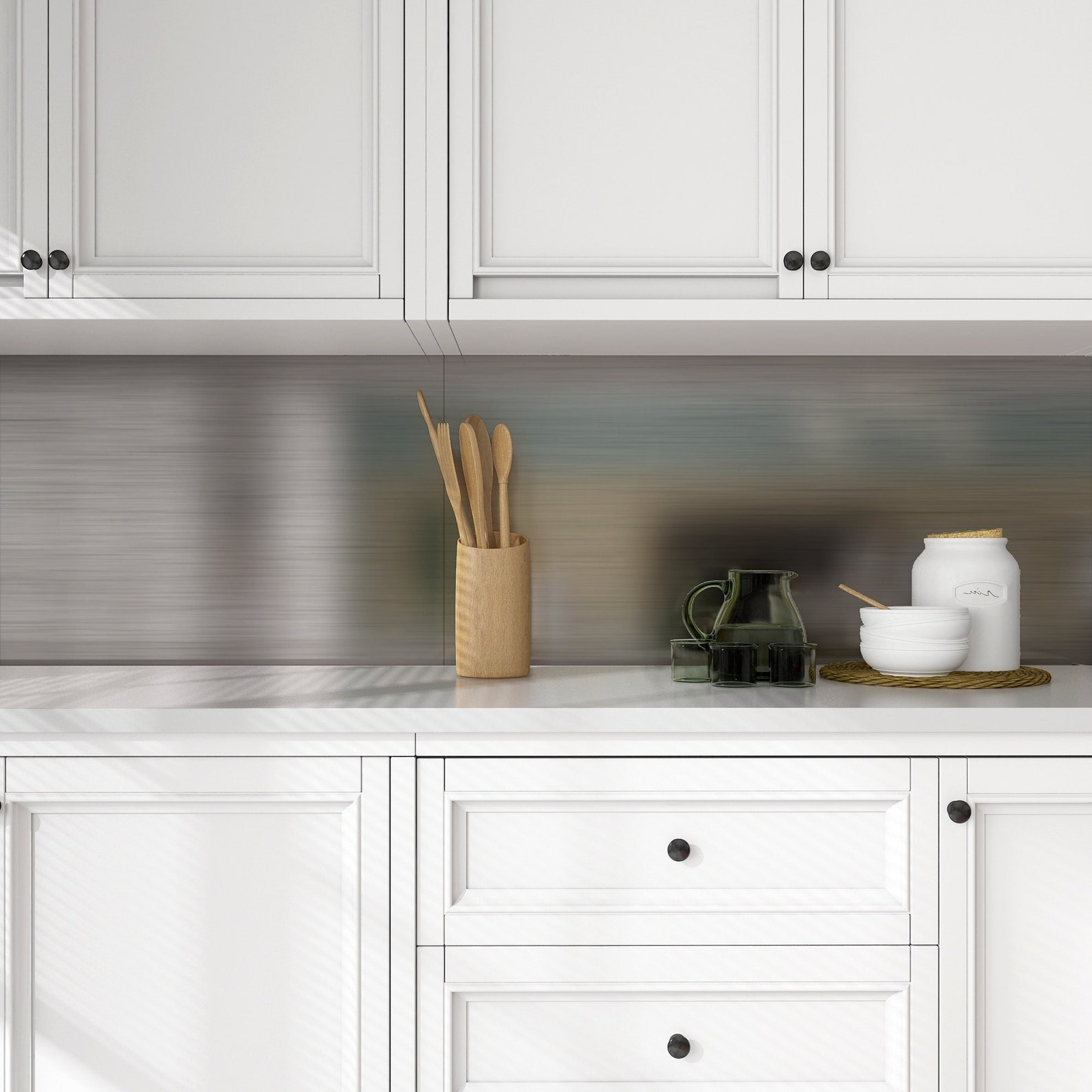 Backsplash Brushed Silver, Kitchen Wall Decor, Large Backsplash, Faux ...