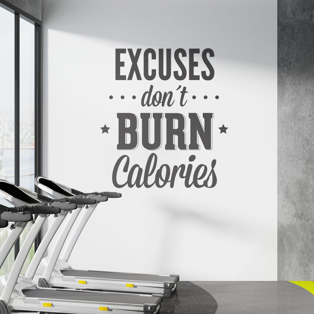 No Excuses, Gym Wall Decal, Fitness, Stickers, Motivational Quotes ...