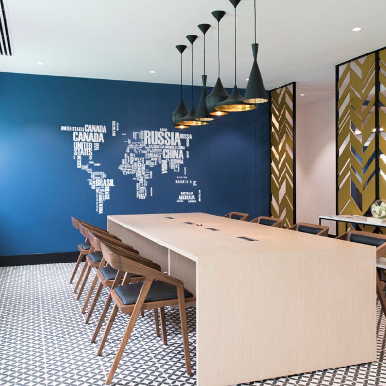 World Map Wall Decals Wall Stickers Country Names Text - Etsy