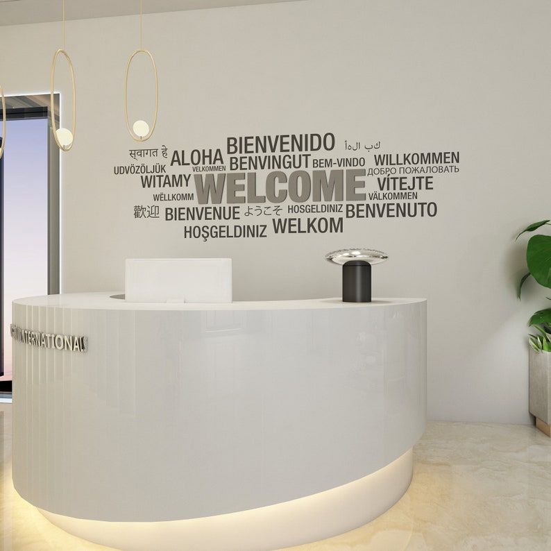 Welcome Sign Multiple Languages Office Decor Lobbies Hotels - Etsy