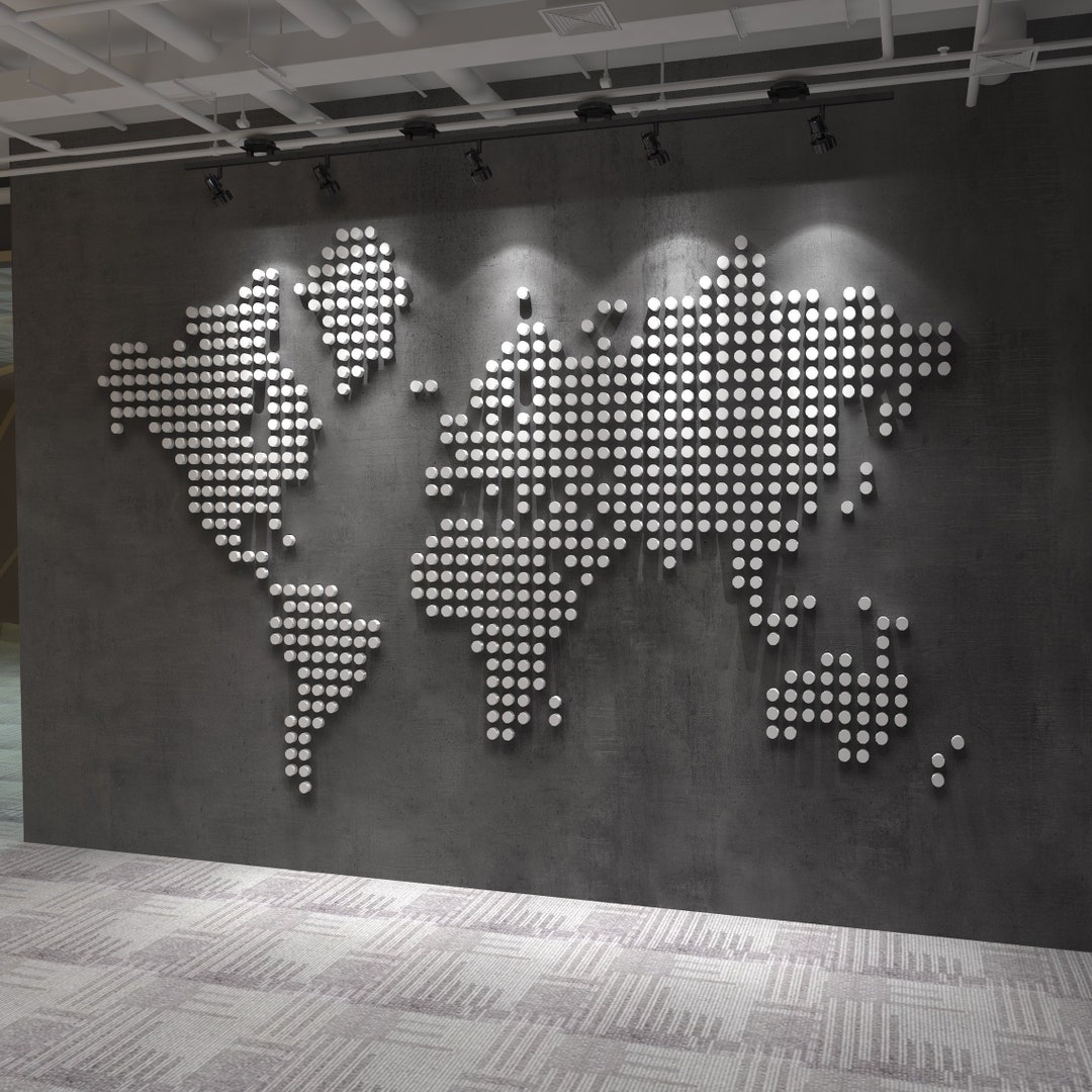 3D World Wall Map of the World Map , Elevated Office Decor, Home Decor ...