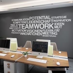 Teamwork German, Deutsche Office Wall Art, Große Büro-wanddekoration ...
