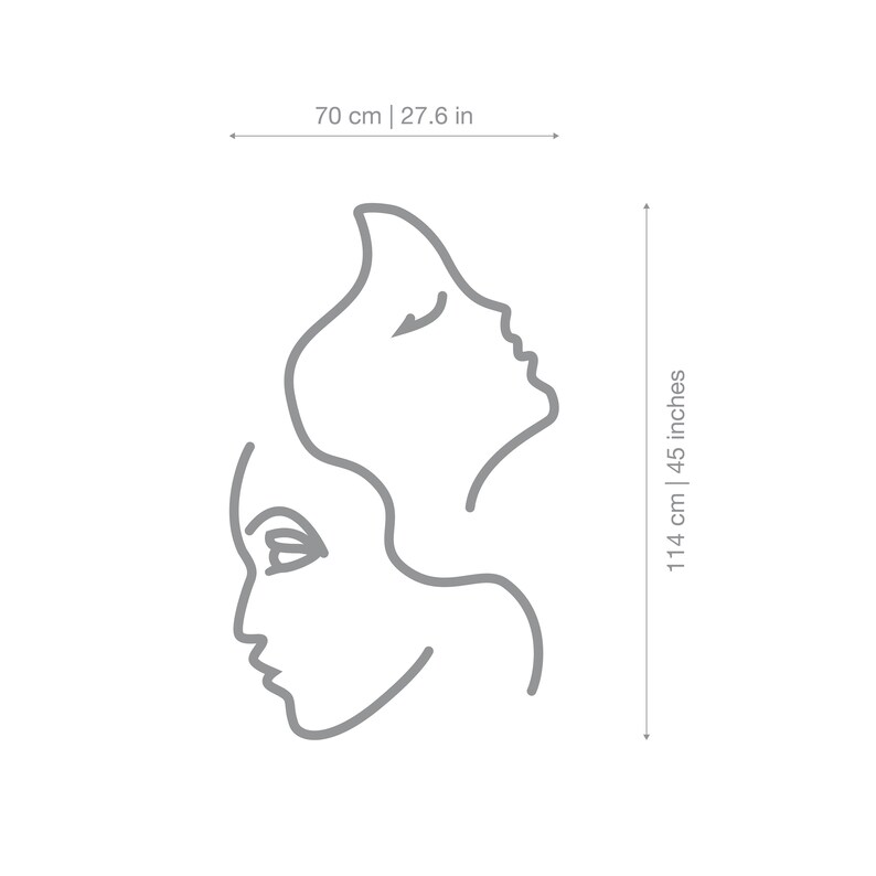 Two Faces Line Art, Love Line Art, Minimalist Geometric 3D Art, Bedroom ...