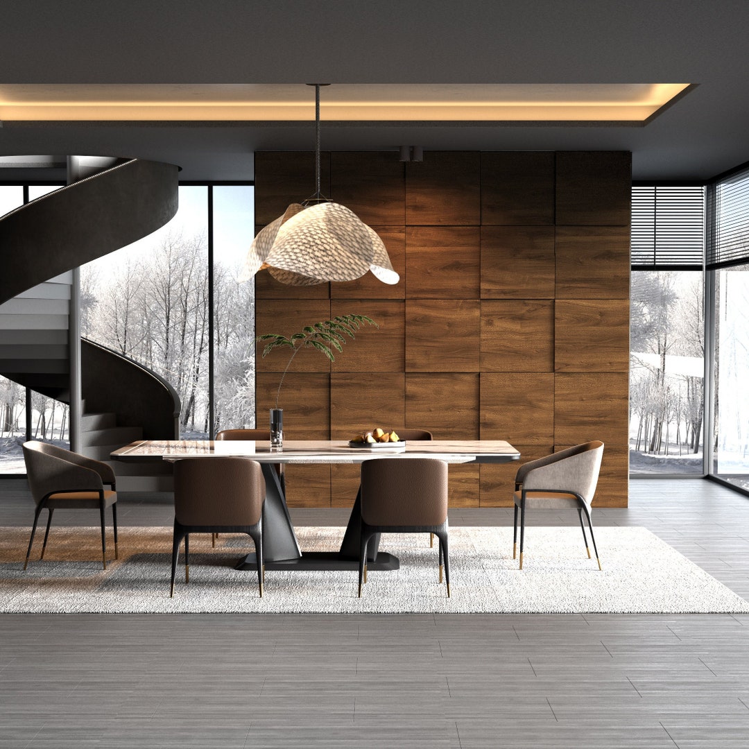 Dark Wood Modular Squares, 3dimensional Accent Wall, Wood Imitation ...