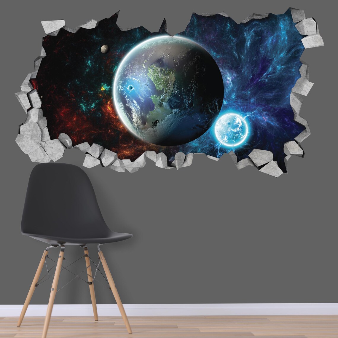 Space Fantasy Broken Wall Decal 3d Wallpaper Wall Decal - Etsy