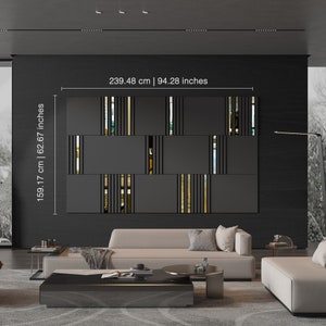 Modular Wall Panels Dark Grey and Gold Mirror, 3D Wall Panels, Modern ...