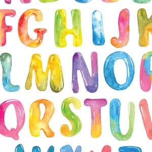 Watercolor Rainbow Alphabet, Watercolor Letters, Wall Stickers, Kids ...