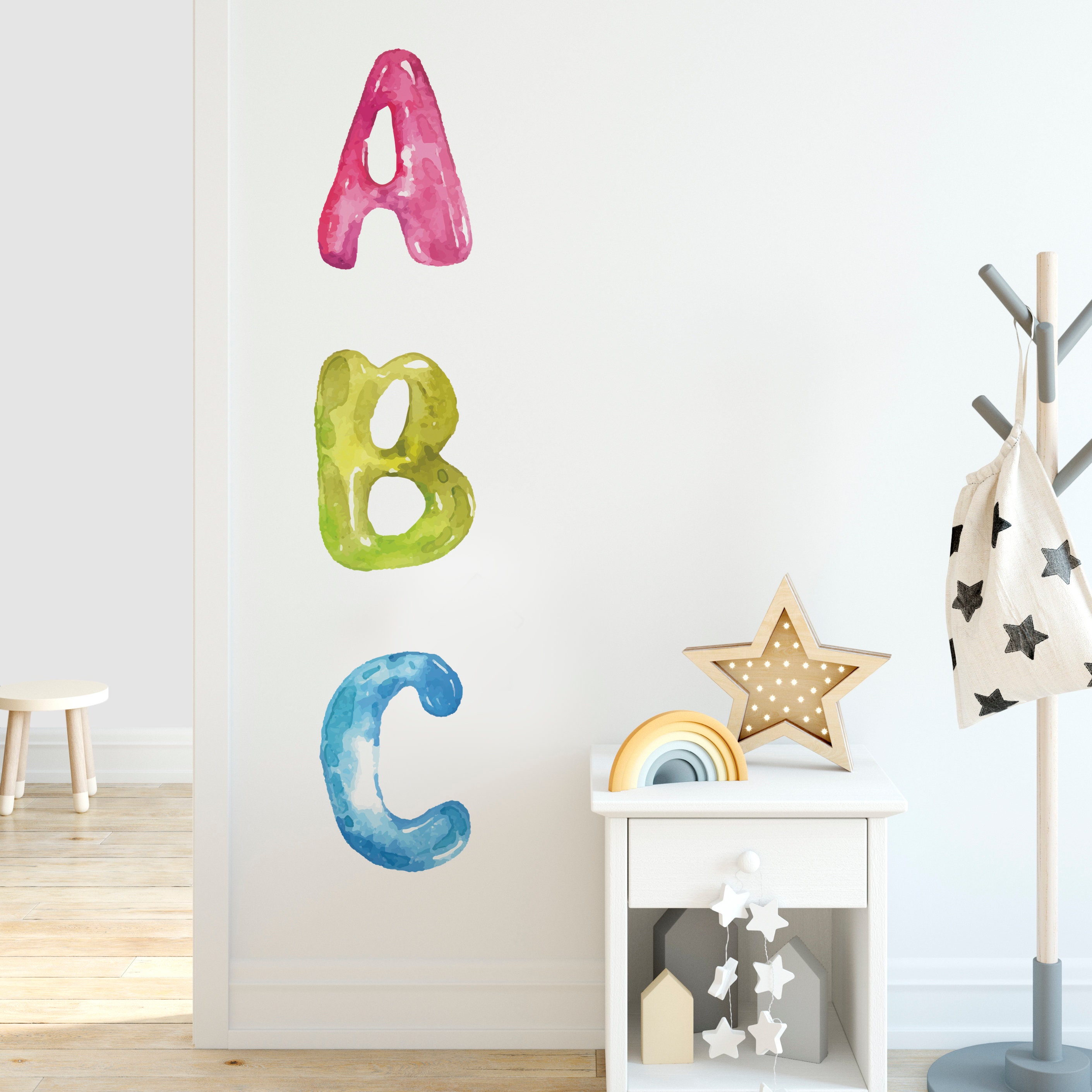 Watercolor Rainbow Alphabet Watercolor Letters Wall | Etsy