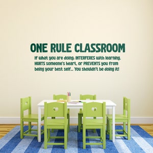 One Rule Classroom Wall Vinyl Decal, School Room Decor, Fun Wall Decor ...