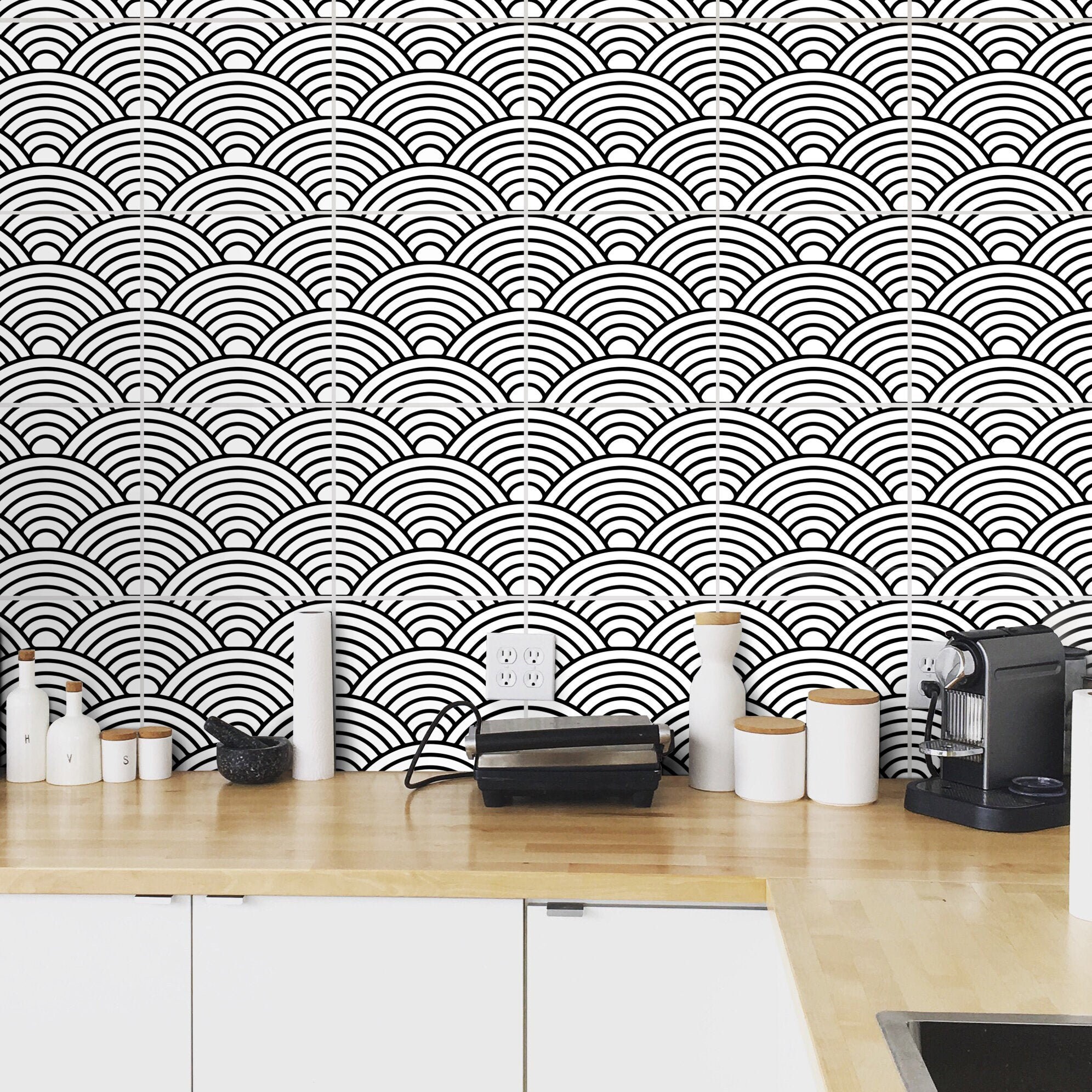 Japanese Waves Seamless Pattern Tile Stickers Fireplace | Etsy Canada