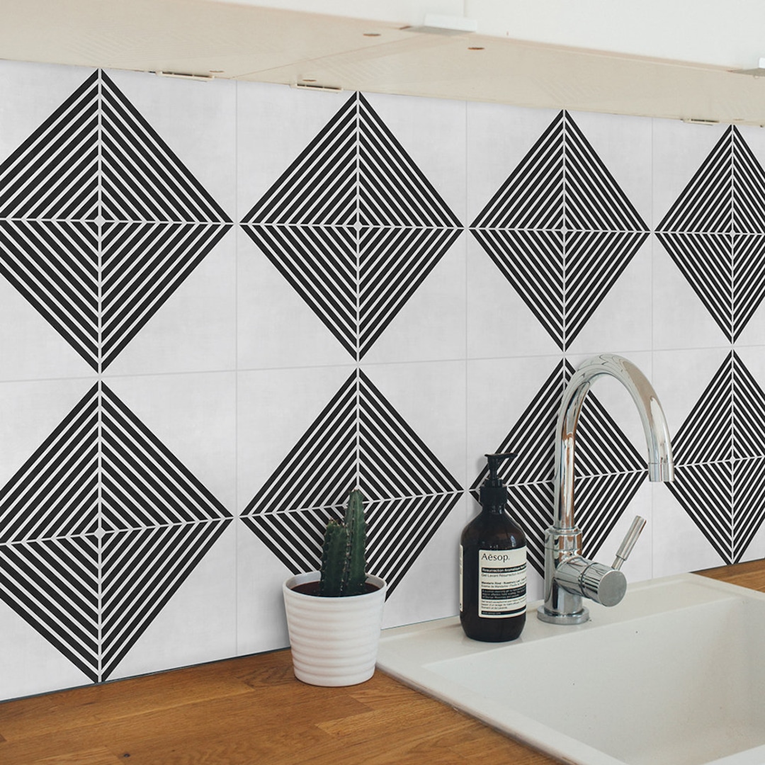 Geometric Lines Tile Stickers, Tiles for Kitchen and Bathroom ...