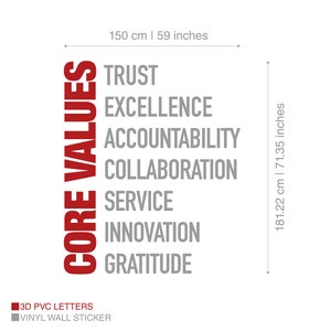 Core Values, Wall Decal Office Decor Sticker, Inspiring Motivational ...