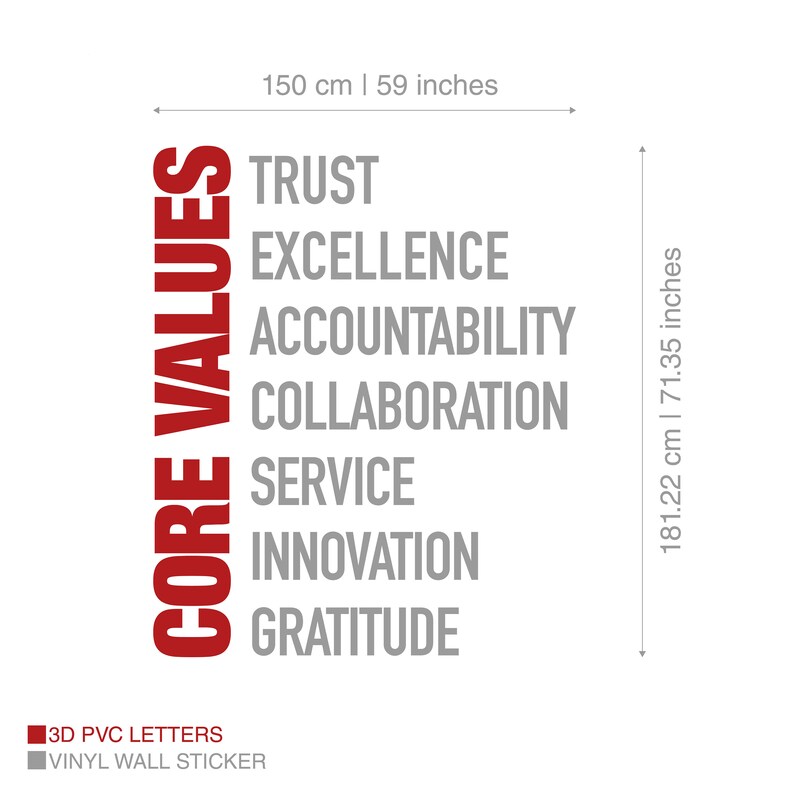 Core Values Wall Decal Office Decor Sticker Inspiring - Etsy