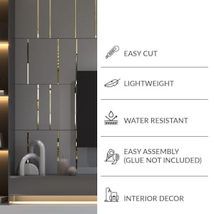 Grey and Gold Mirror Decorative Panels, 3D Wall Panels, Pack of 8 or 16 ...