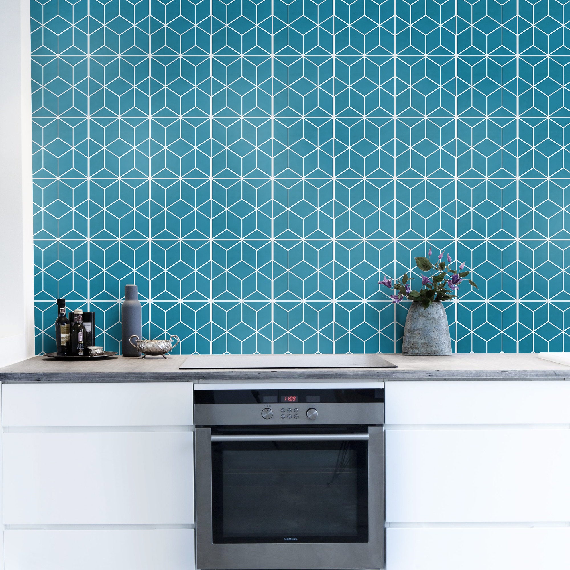 Blue Modern Tile Stickers Mosaic Suitable for Wall and | Etsy