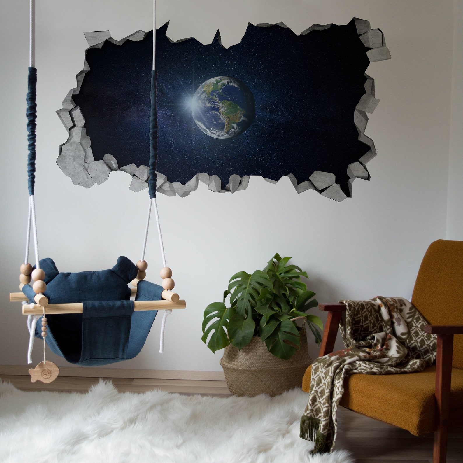 Planet Earth Wall Decal 3D - 3d Wallpaper - 3d Wall Decals - 3d Printed ...