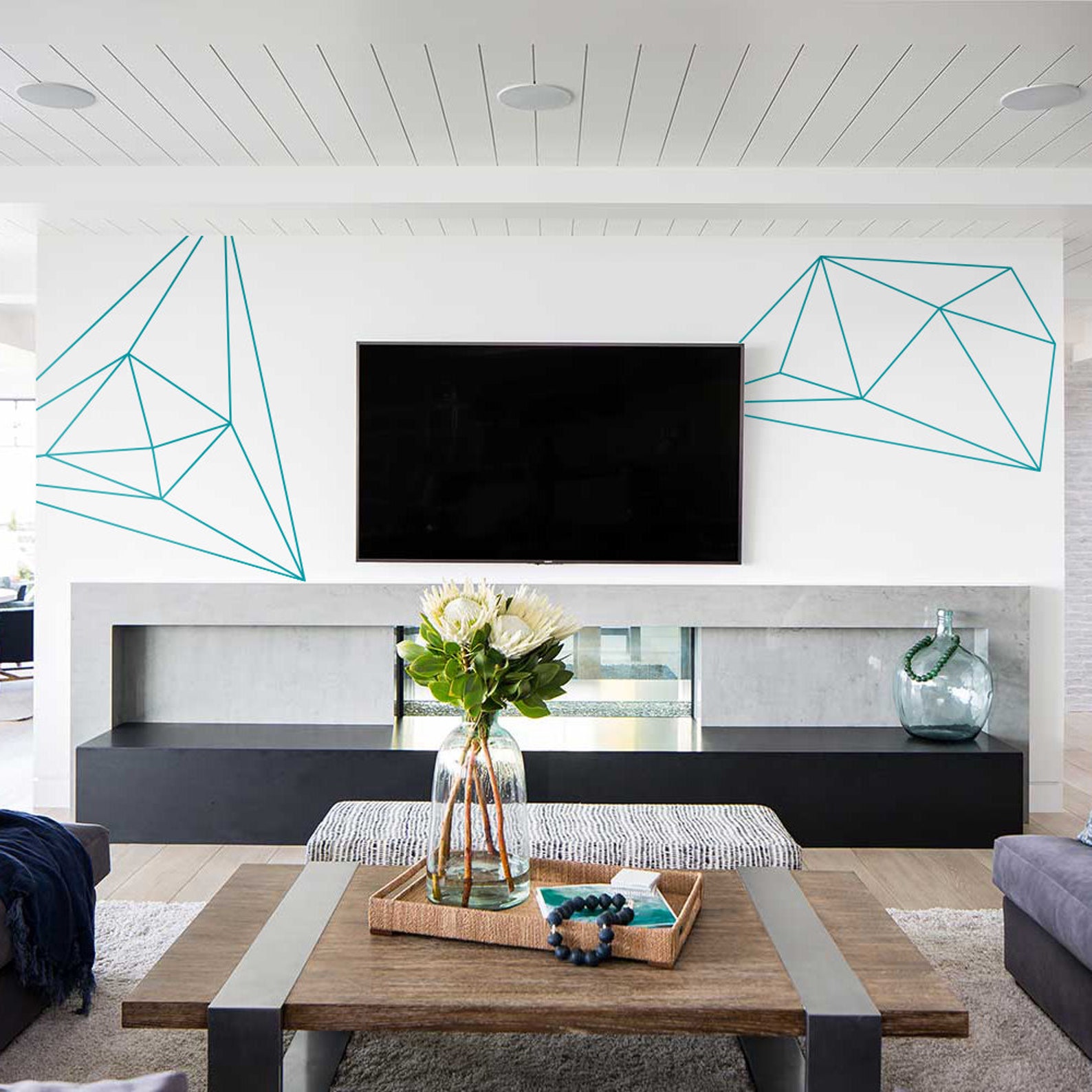 Geometric Outlines Mid Century Modern Wall Decals Wall Stickers Gift ...
