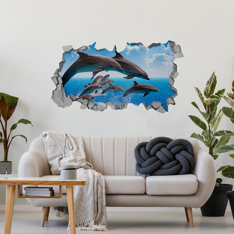Dolphin Pod - Kids - Bedroom - Wall Sticker - 3d Wall Art - Wall Decal ...