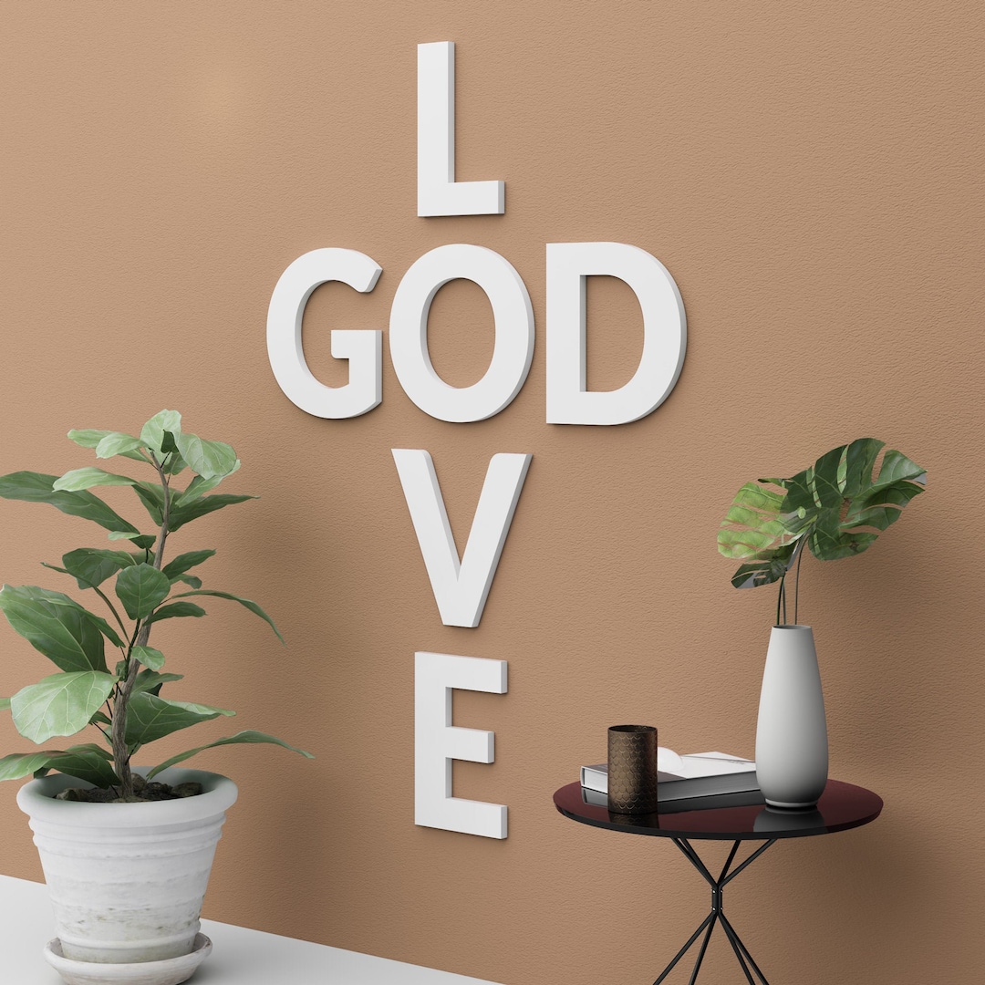 Love God Sign - Faith Sign - Bible Wall Art - SKU:LOOD - Etsy