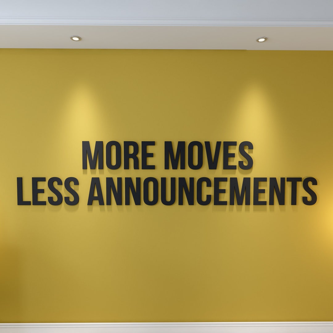 More Moves Less Announcements, Gym Wall Art, Motivational Quote Sign ...