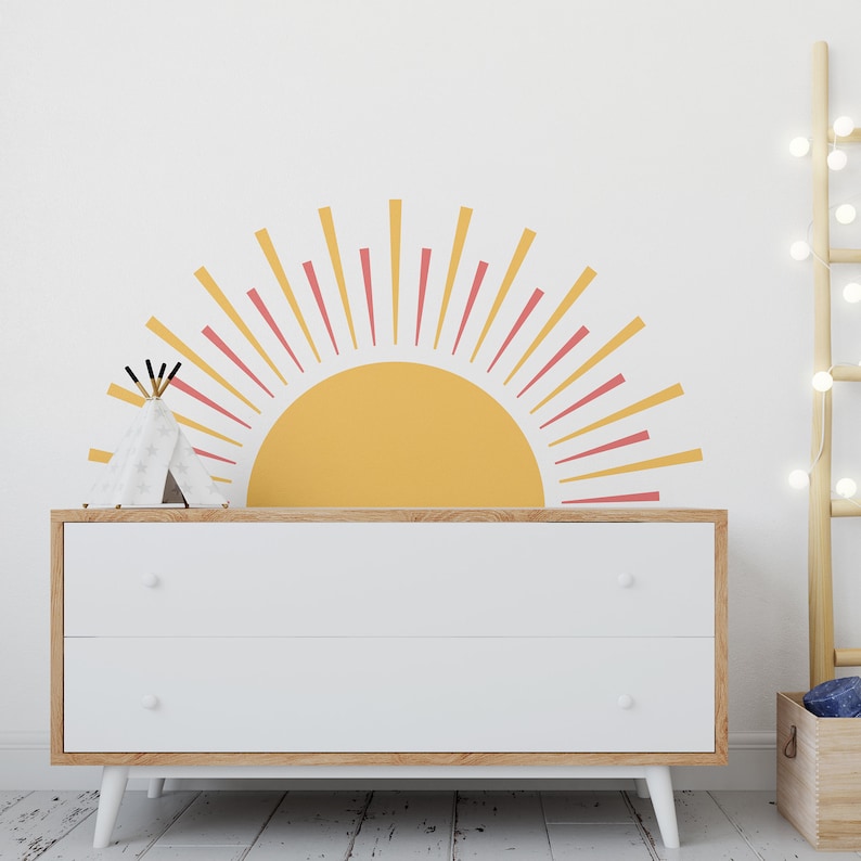 Rising Sun Wall Decal Half Sun Scandinavian Nursery Boho - Etsy