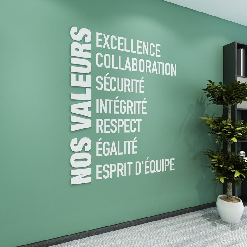 Nos Valeurs French Office Wall Art 3D Citations Art De Mur - Etsy