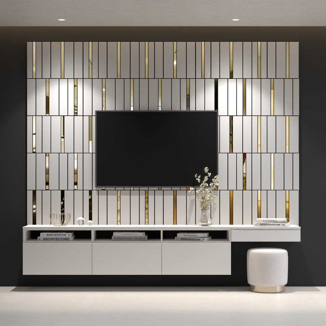 White and Gold Wall Paneling, 3D Wall Panels, Elegant Wall Paneling ...