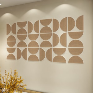 Half Circles Wall Decor, Textured Wood Imitation, Abstract Semicircles ...