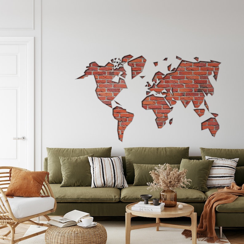 World Map Bricks, Bricks, World Map, Map Decals, World Map Decals, Wall ...