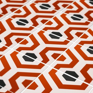 Geometric Vintage Hexagons Tile Stickers, Mid Century Tile Pattern ...