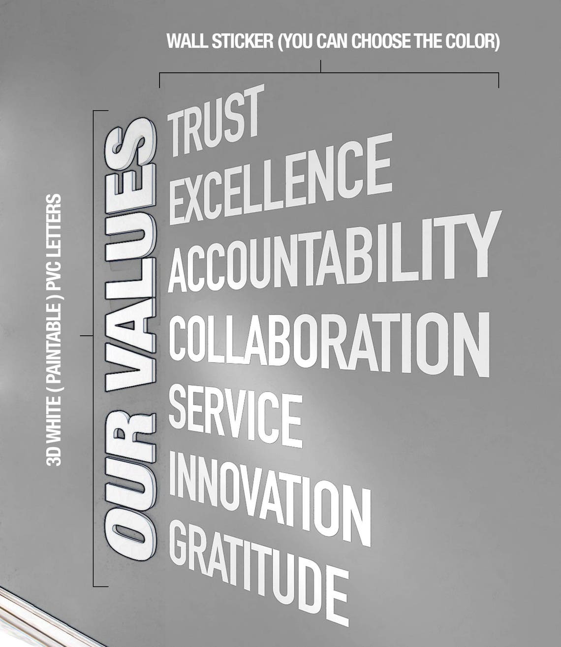 Our Values Office Wall Art Decor 3D PVC Typography | Etsy