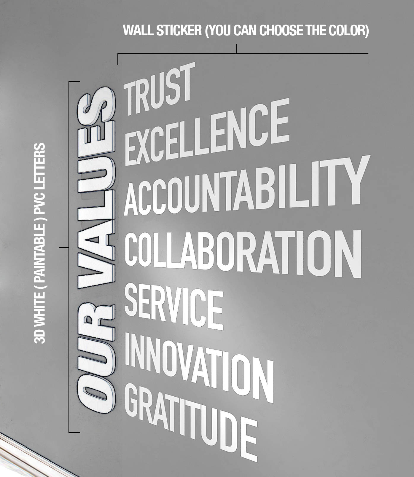 Our Values Office Wall Art Decor 3D PVC Typography - Etsy UK