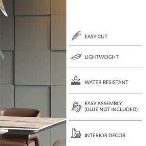 Middle Grey Modular Squares, 3D Decorative Wall Panels, Easy ...