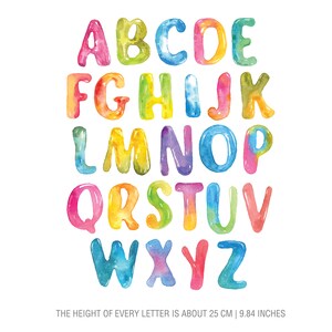 Watercolor Rainbow Alphabet, Watercolor Letters, Wall Stickers, Kids ...