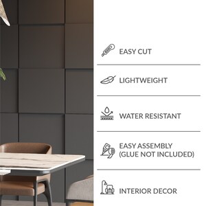 Dark Grey Modular Squares, 3D Modern Wall Panels, Large Wall Panels ...