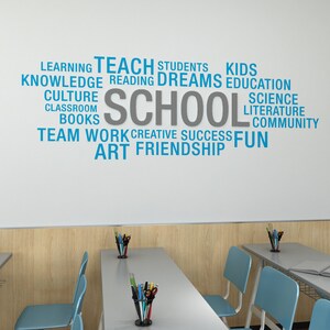 School Word Cloud, Inspirational Words Wall Art, Vinyl Decal Science ...