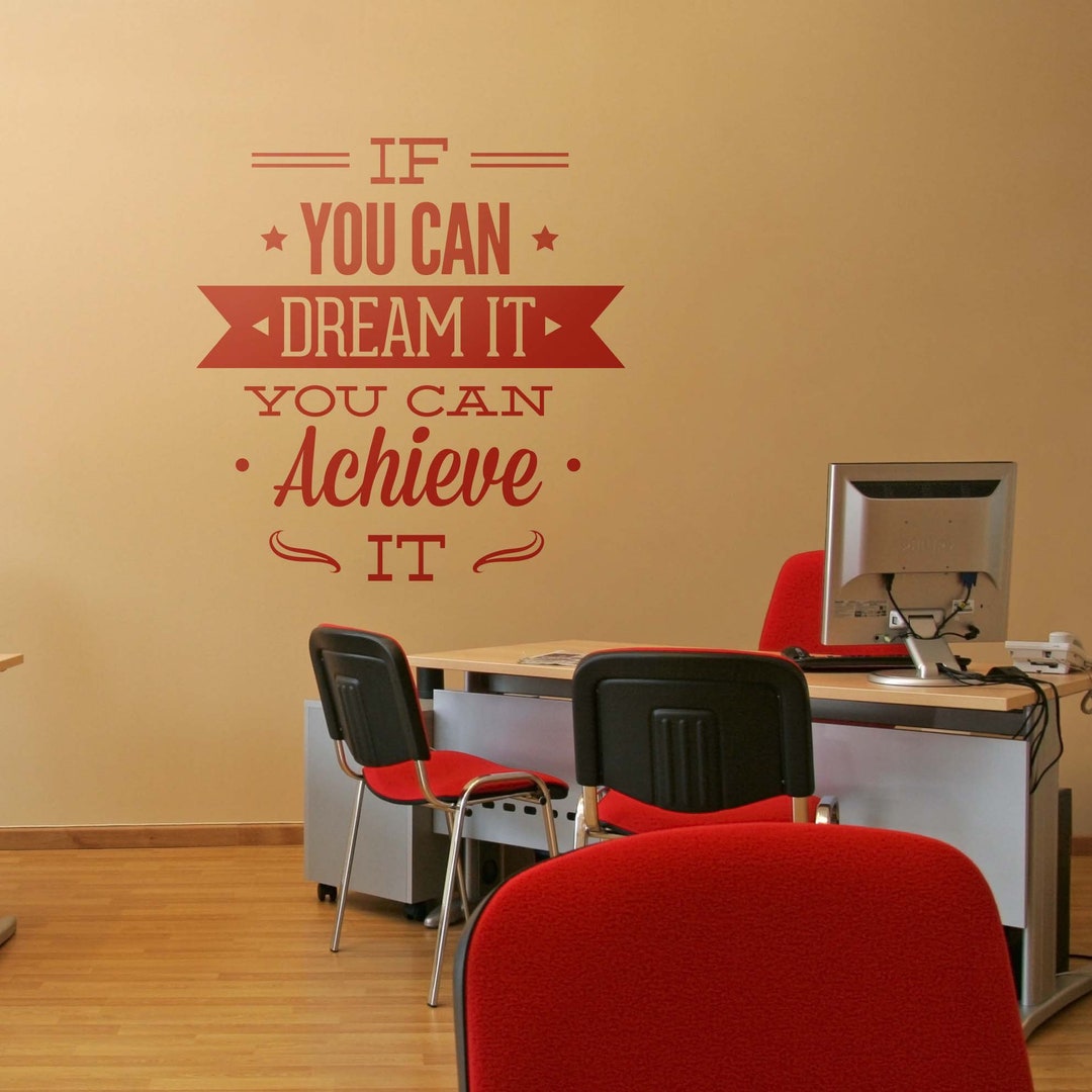 Dream, Achieve, Office Decor, Wall Decal, Typography, Decal, Sticker ...