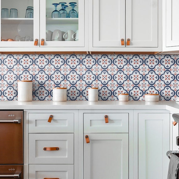 Blue and Red Portuguese Tile Stickers Carrelage Adhésif Peel - Etsy