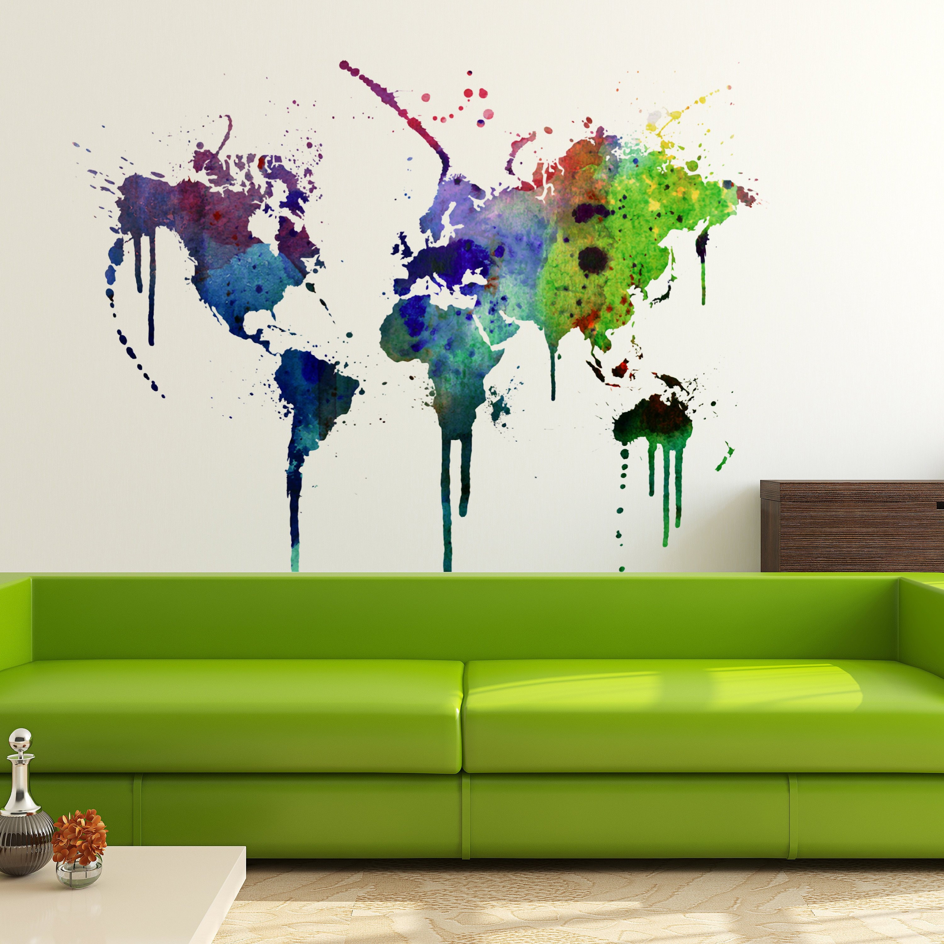 Watercolor World Map Decal