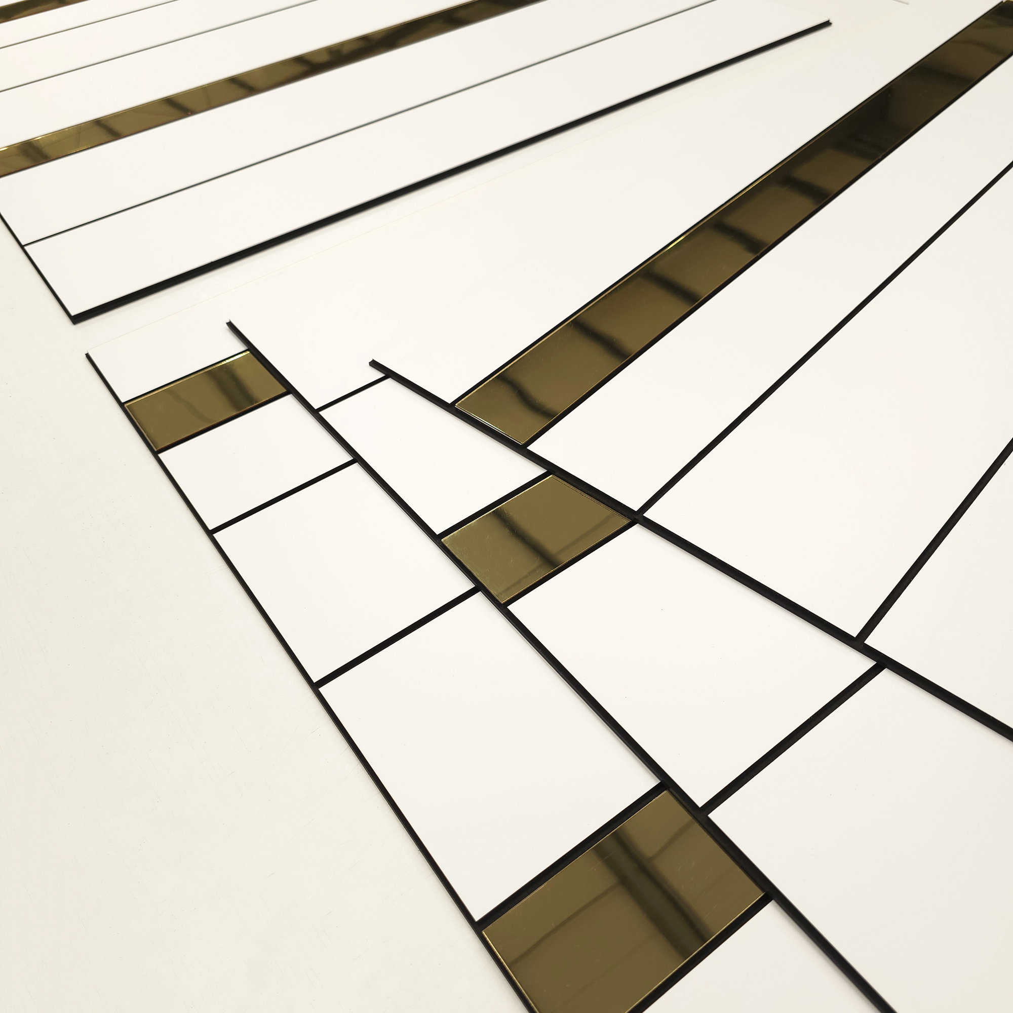 White and Gold Square Panels, 3D Wall Panels, Luxurious Wall Covering ...