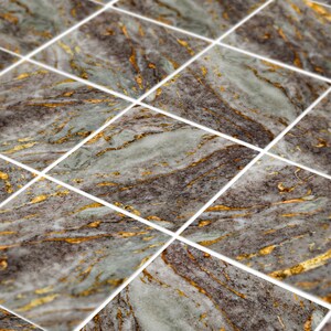 Gray and Gold Marble Tile Sticker, Dark Marble, Suitable for Wall and ...