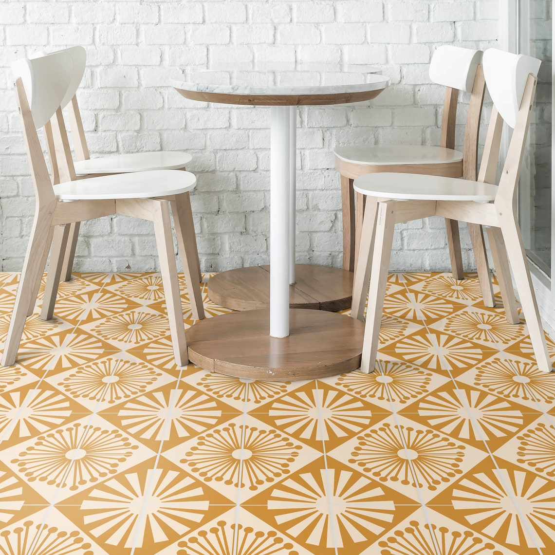 Giza Mustard Tile Stickers, Bohemian Abstract Shapes Vinyl Tile Decal ...