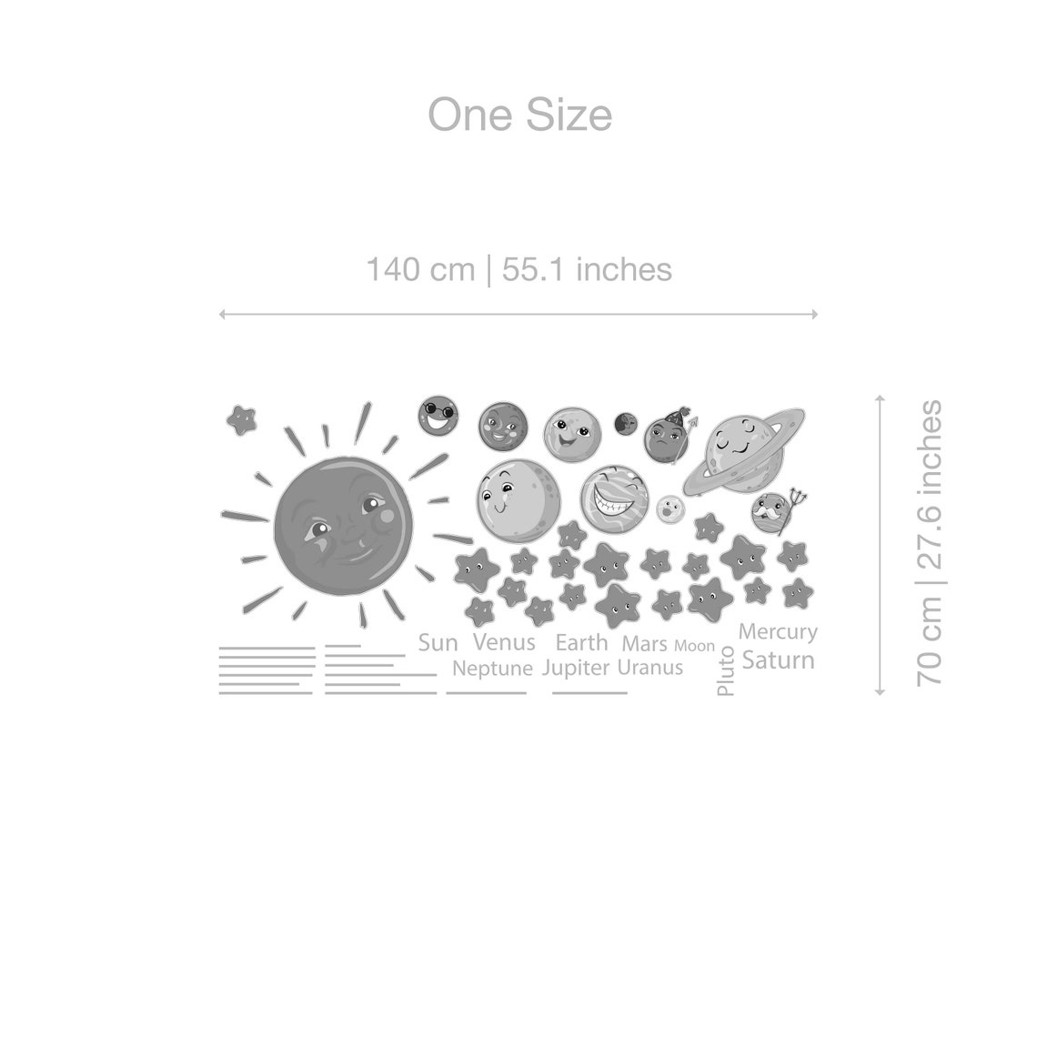 Solar System Decals - Planets With Names Wall Stickers - Sticker for ...