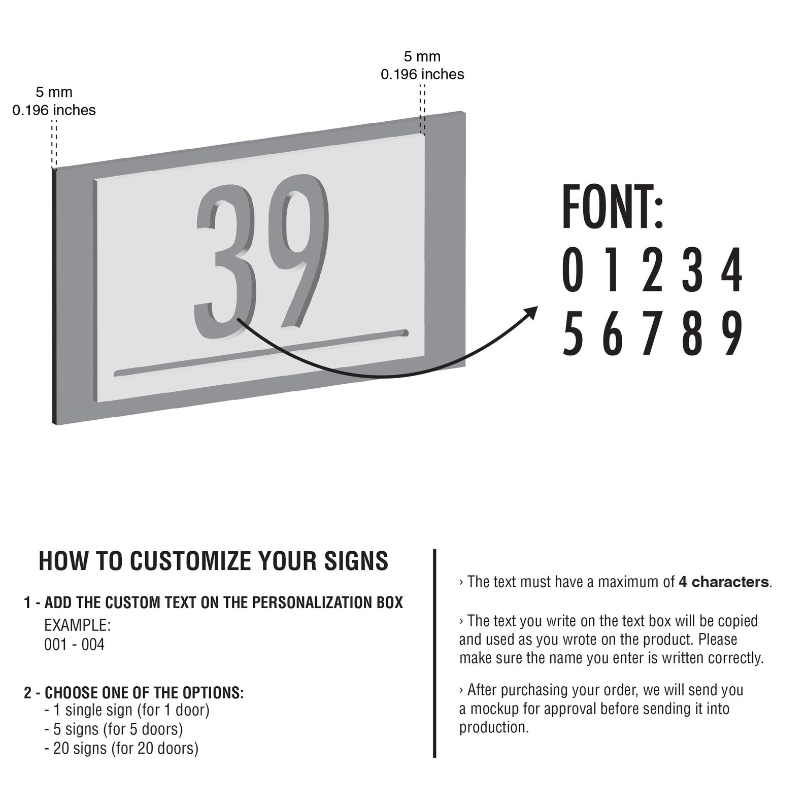 Custom Number Door Plaque, Office Door Number Plate, Condo Room Numbers ...