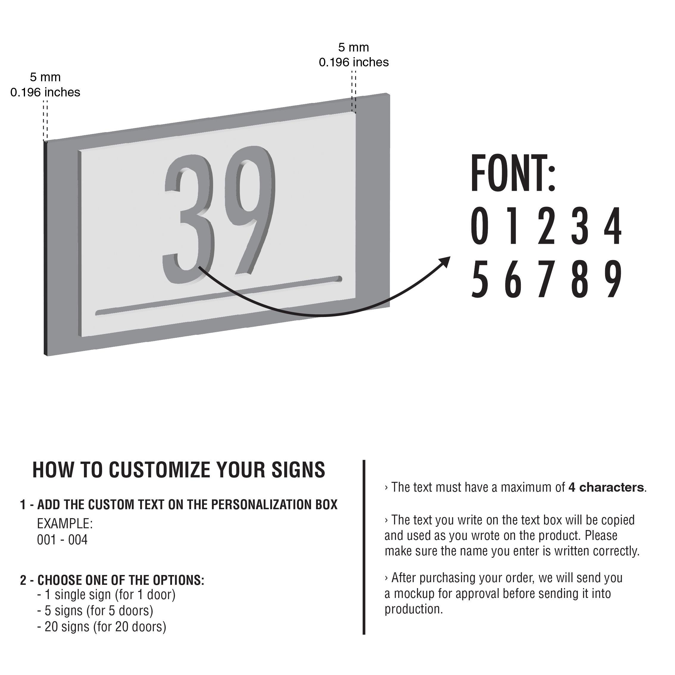 Custom Number Door Plaque, Office Door Number Plate, Condo Room Numbers ...