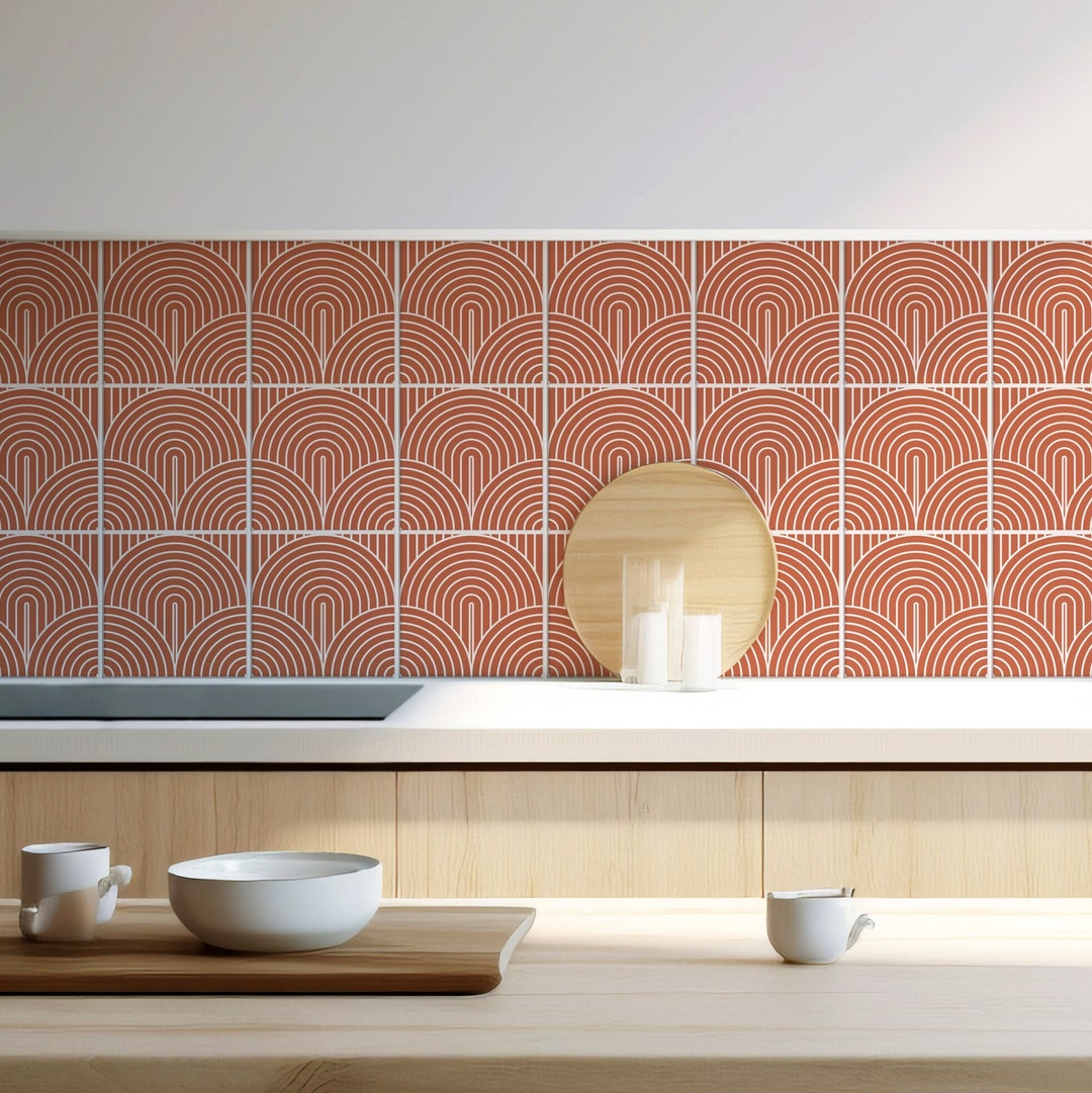 Red Zen Garden Tile Decals, Boho Raibow Tile Stickers, Peel & Stick ...